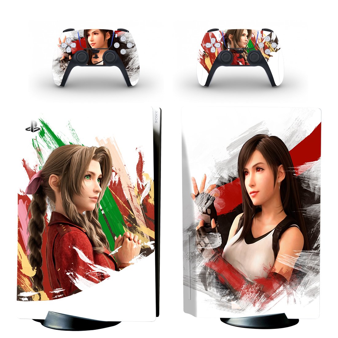 Final Fantasy decal skin for PS5 disc Console with 2 Controllers