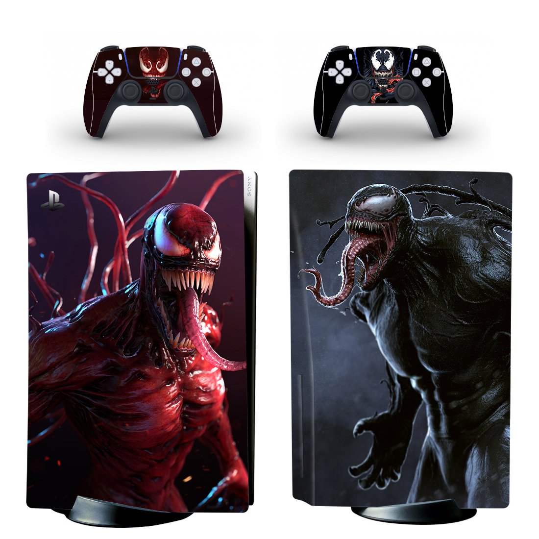 Venom decal skin for PS5 disc Console with 2 Controllers