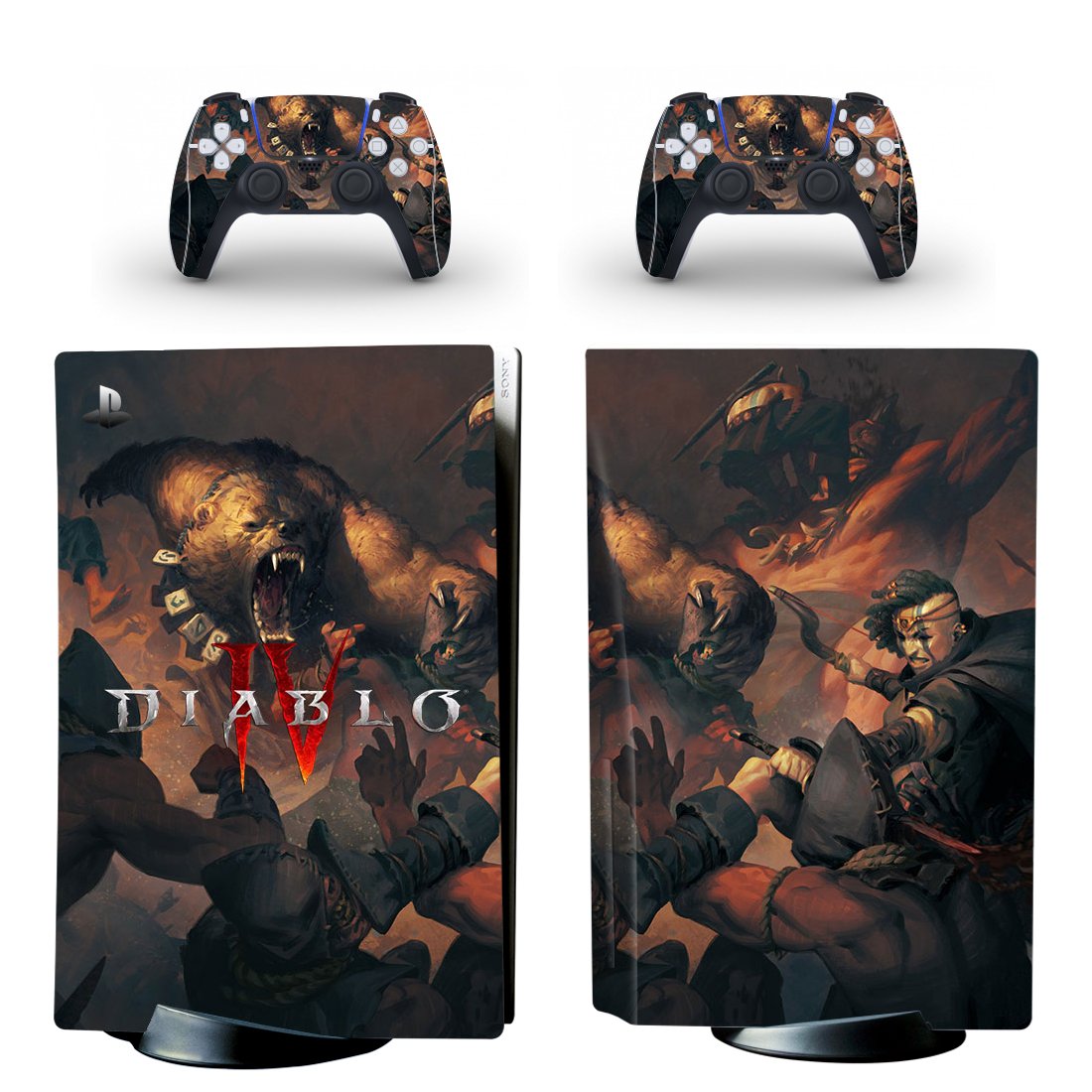 Diablo 4 decal skin for PS5 disc Console with 2 Controllers