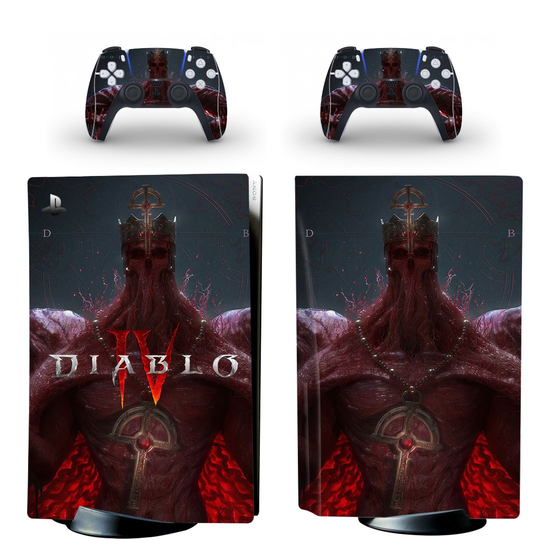 Diablo 4 decal skin for PS5 disc Console with 2 Controllers