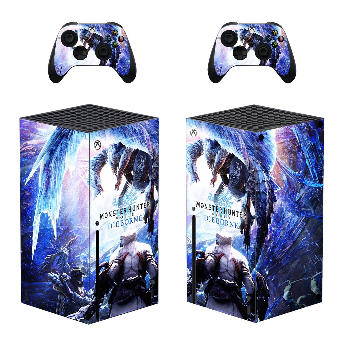 MHW Iceborne decal skin sticker for Xbox Series X console with controllers