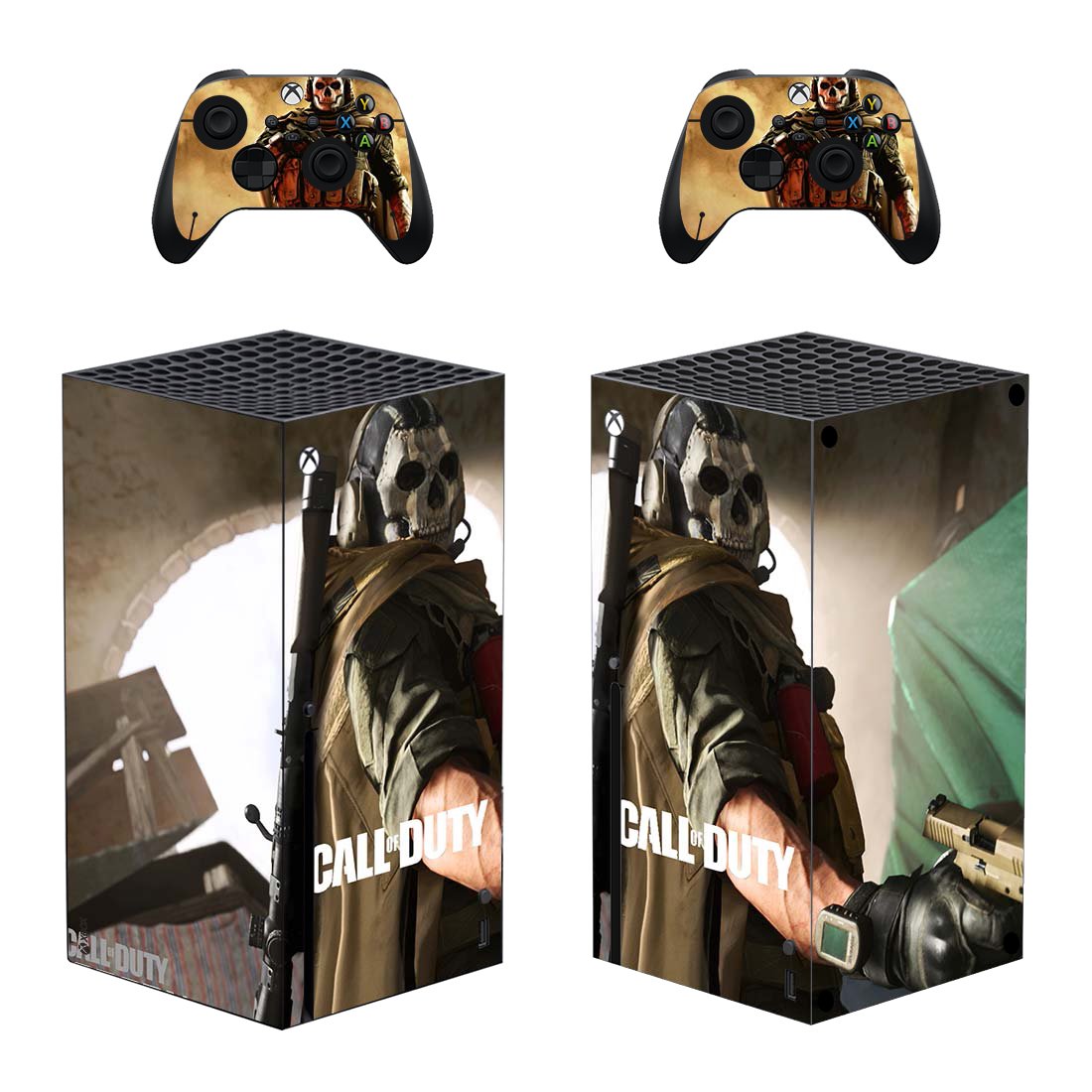 Call of Duty decal skin sticker for Xbox Series X console with controllers