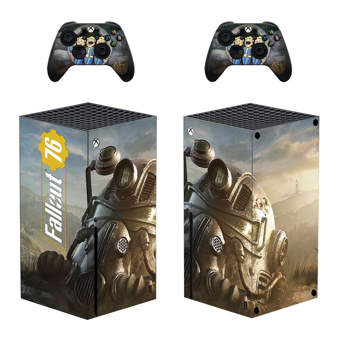 Fallout 76 decal skin sticker for Xbox Series X console with controllers
