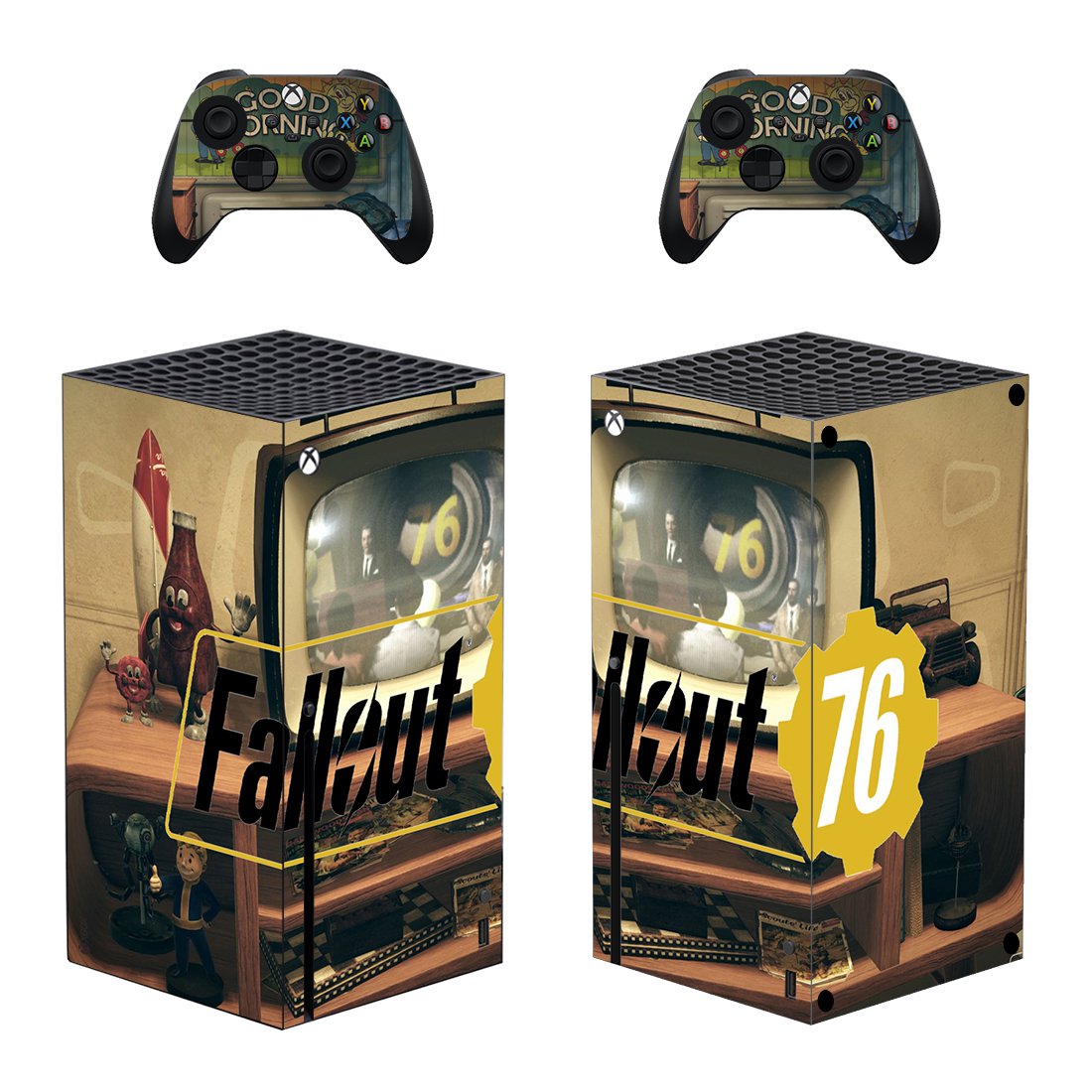 Fallout 76 decal skin sticker for Xbox Series X console with controllers