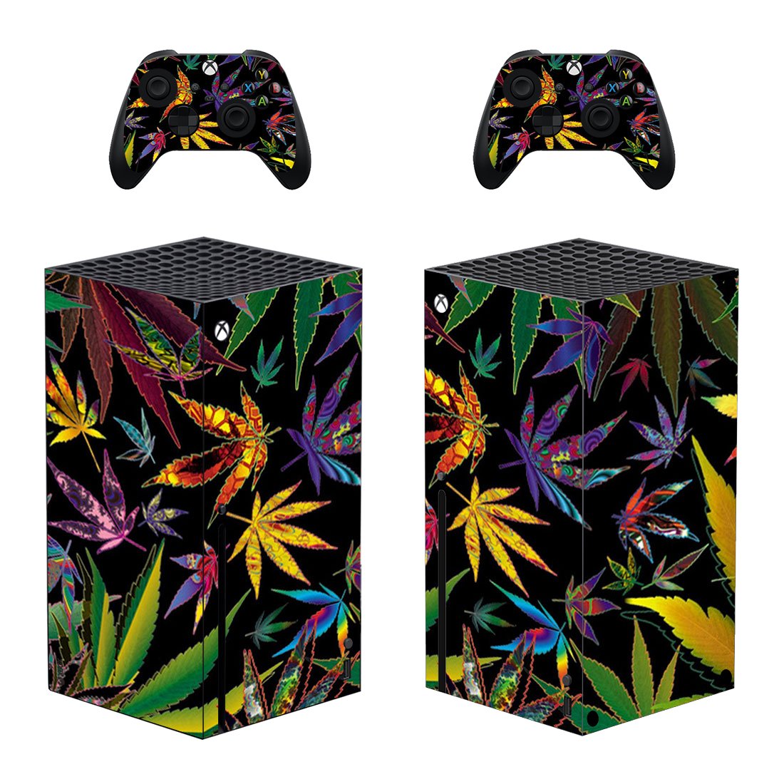 Weed Leaf decal skin sticker for Xbox Series X console with controllers