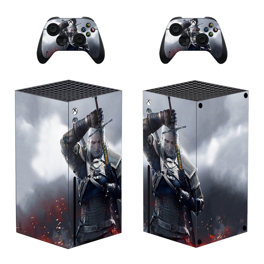 The Witcher decal skin sticker for Xbox Series X console with controllers