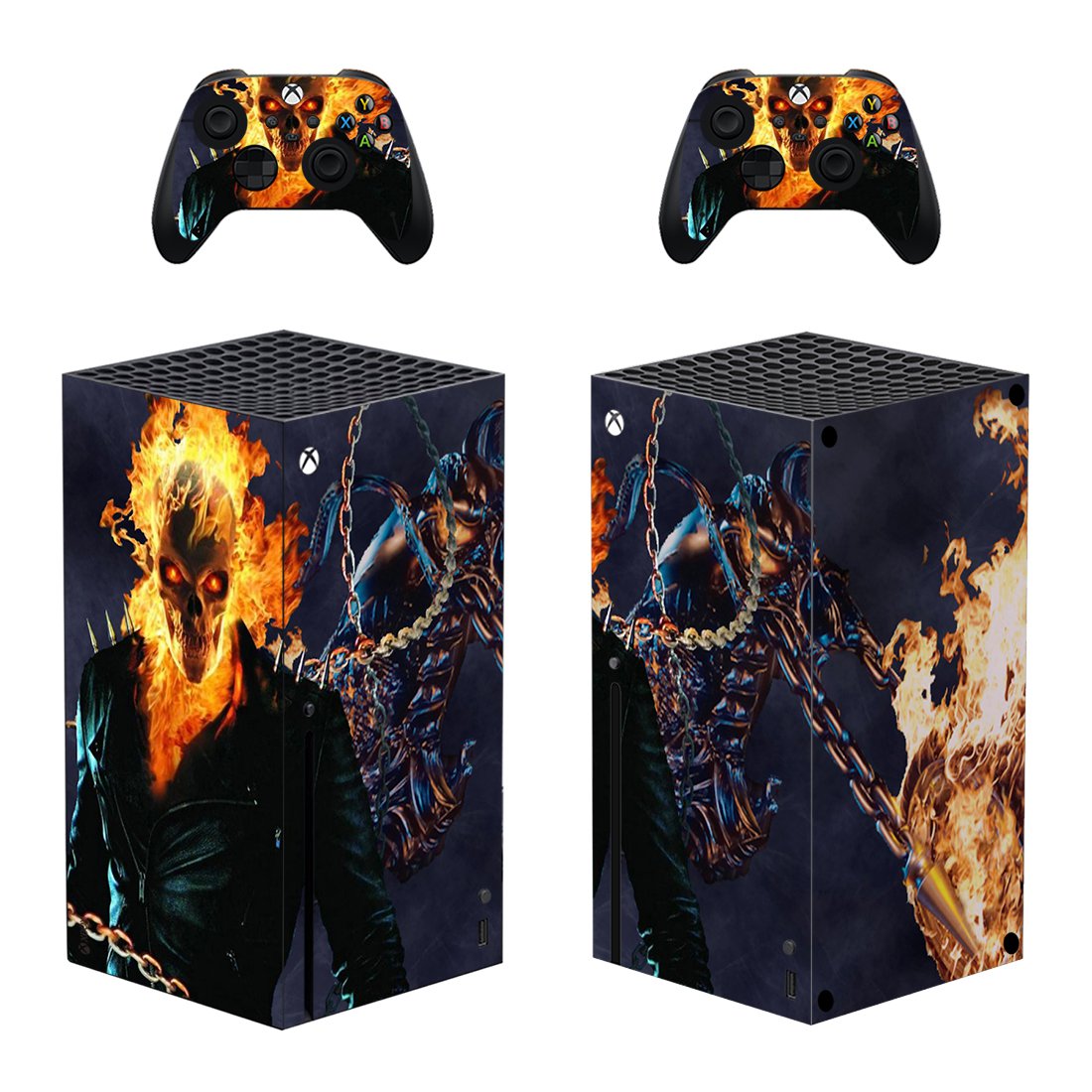 Ghost Rider decal skin sticker for Xbox Series X console with controllers