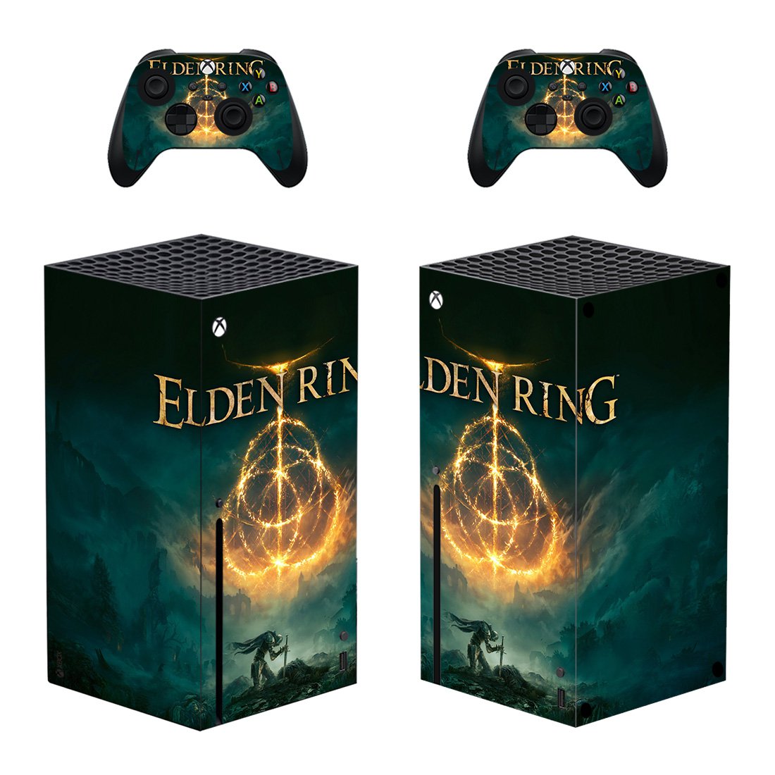 Elden Ring decal skin sticker for Xbox Series X console with controllers