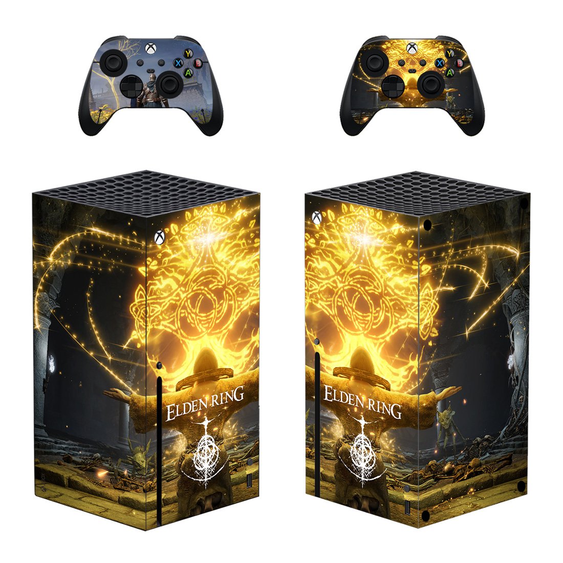 Elden Ring decal skin sticker for Xbox Series X console with controllers