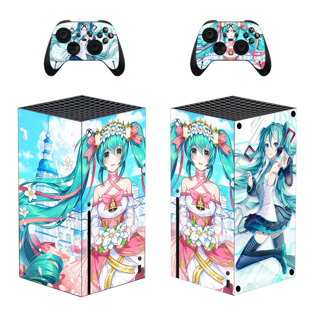 Hatsune Miku decal skin sticker for Xbox Series X console with controllers