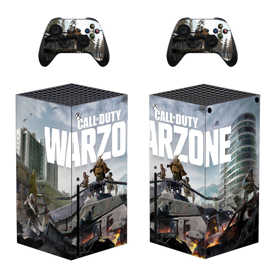 COD Warzone decal skin sticker for Xbox Series X console with controllers