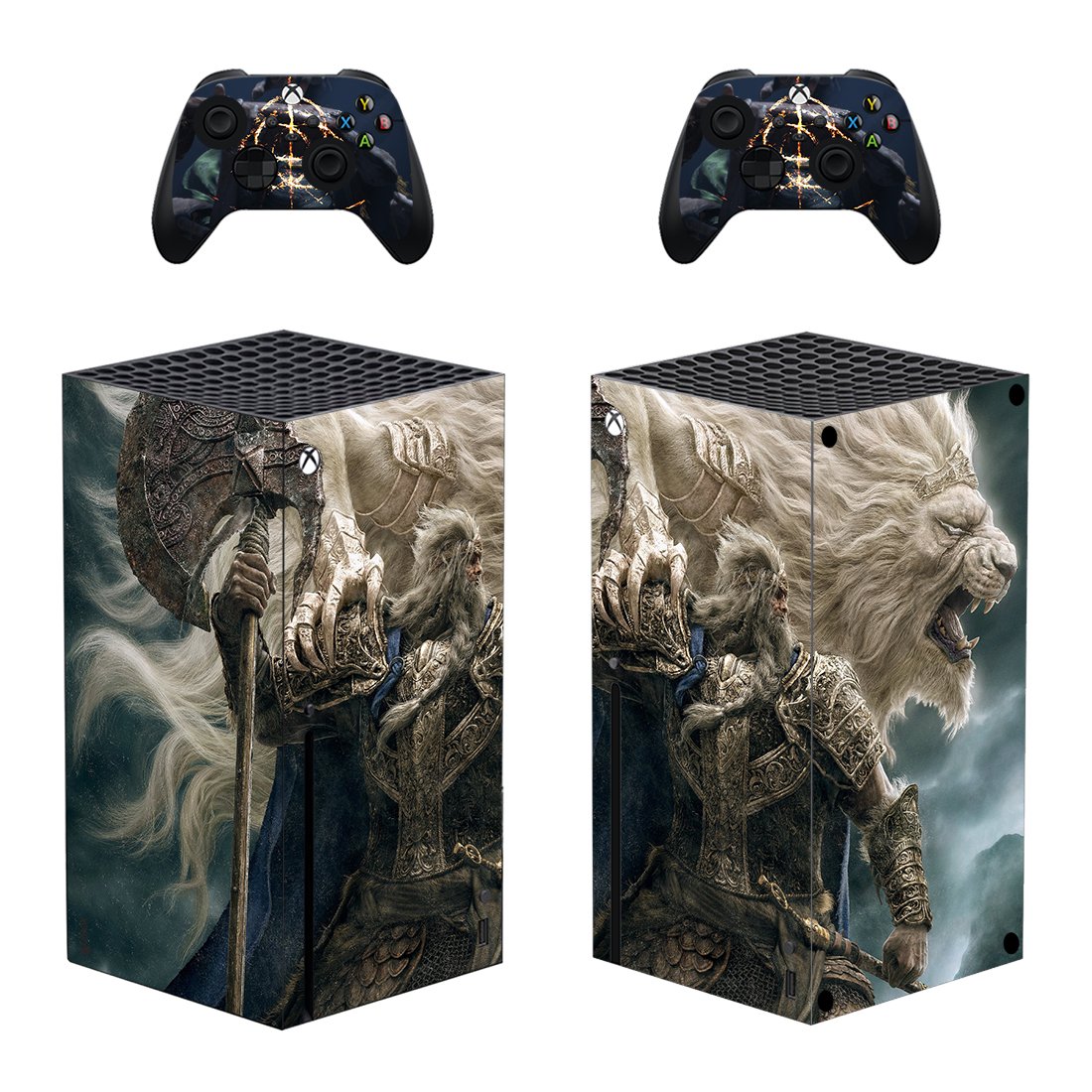 Elden Ring decal skin sticker for Xbox Series X console with controllers