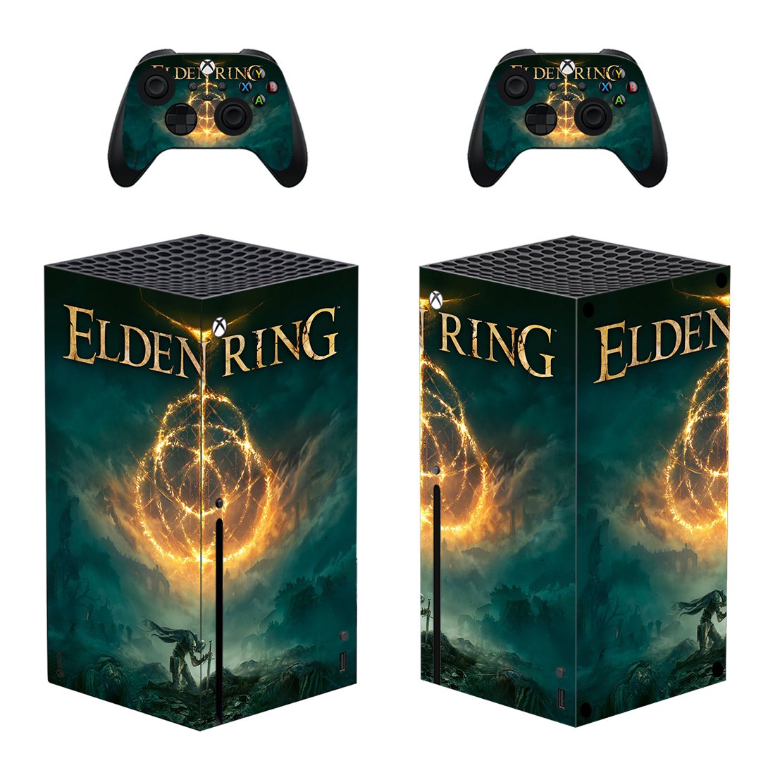 Elden Ring decal skin sticker for Xbox Series X console with controllers