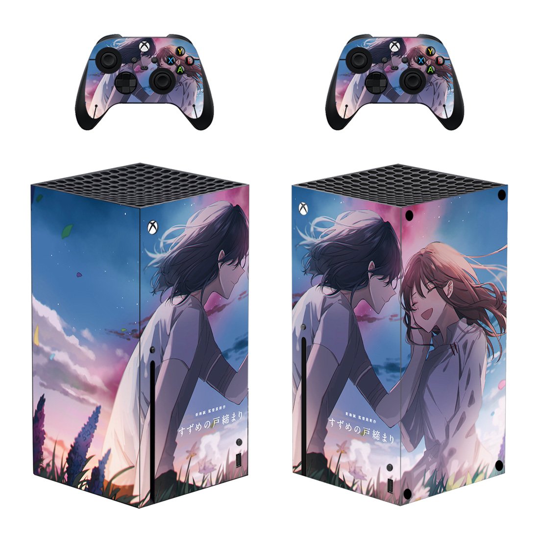 Anime Suzume decal skin sticker for Xbox Series X console with controllers