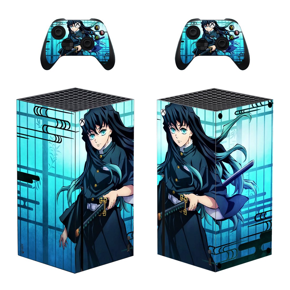 Demon Slayer decal skin sticker for Xbox Series X console with controllers