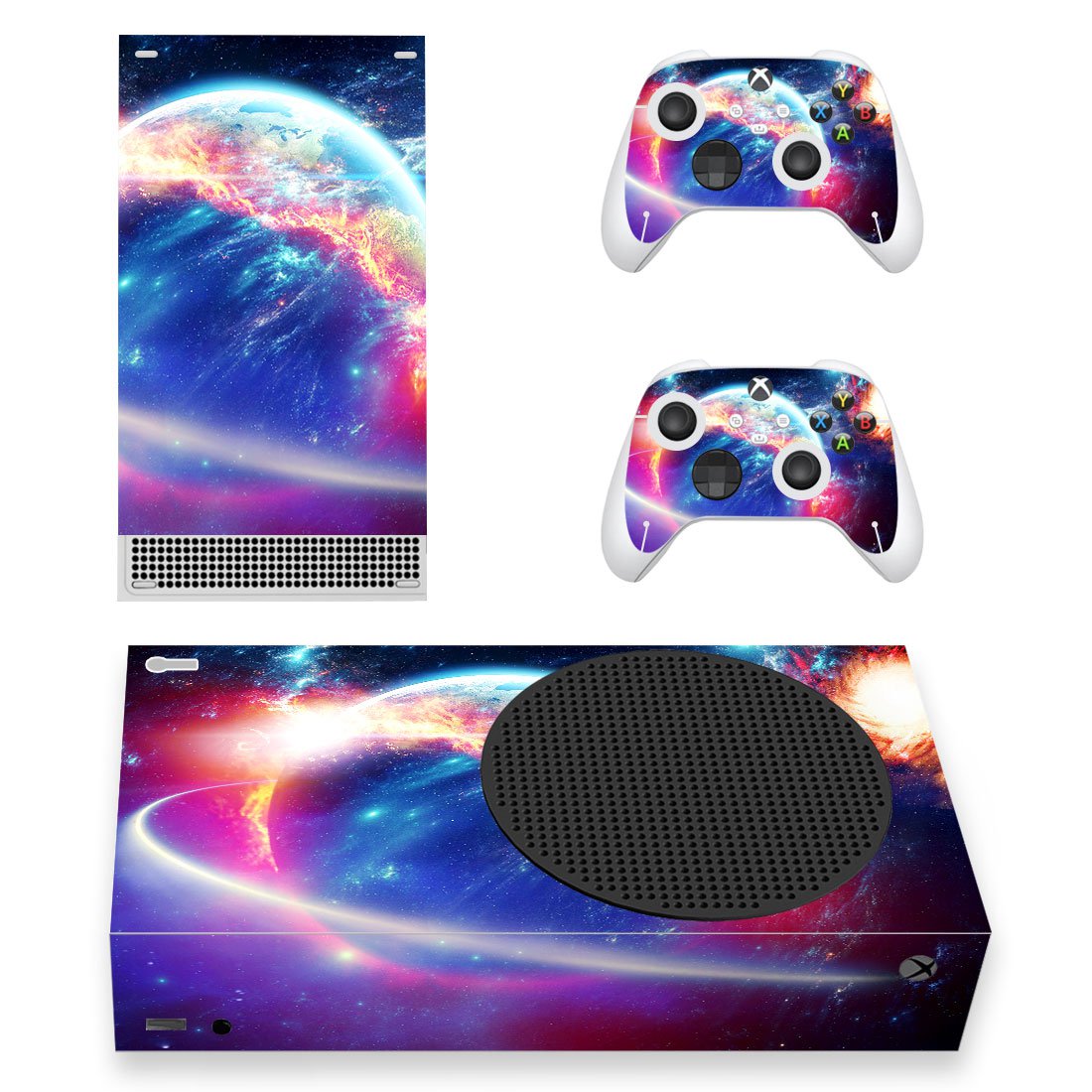 Planet View decal skin sticker for Xbox Series S console with controllers