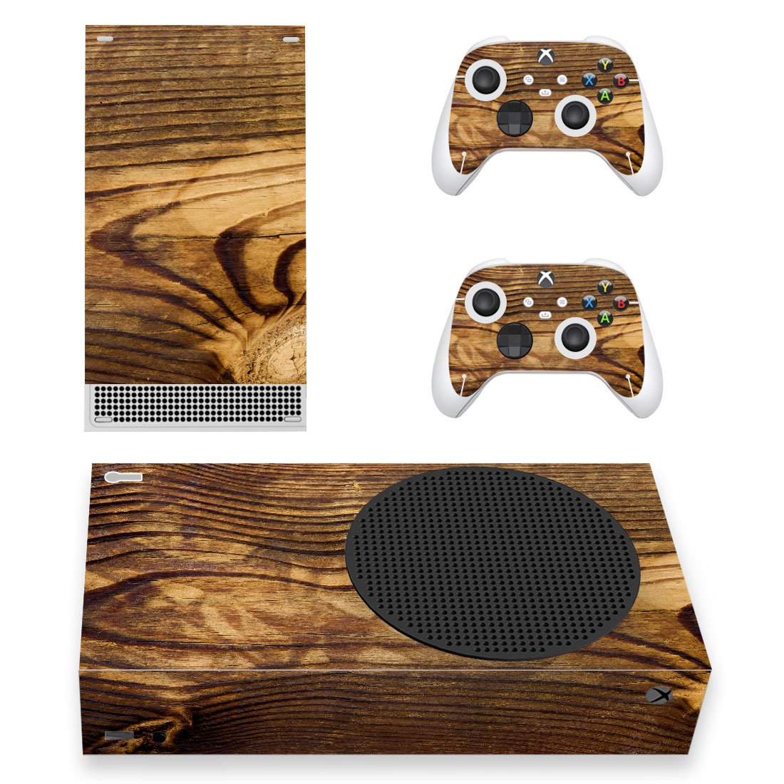 Wood Texture decal skin sticker for Xbox Series S console with controllers