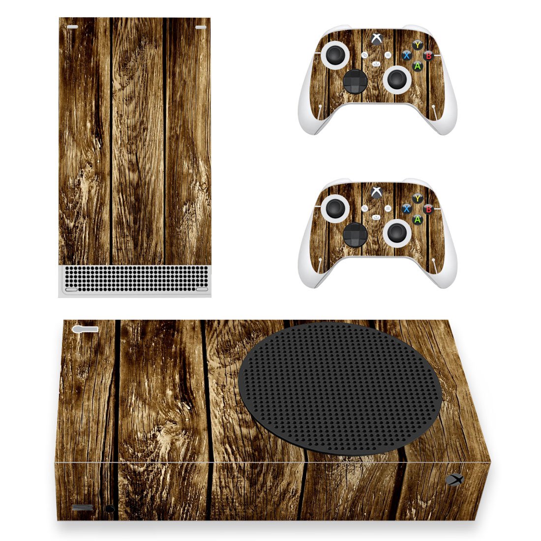 Wood Texture decal skin sticker for Xbox Series S console with controllers