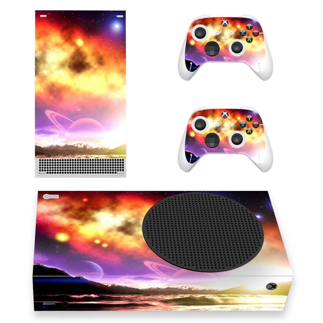 Planet View decal skin sticker for Xbox Series S console with controllers