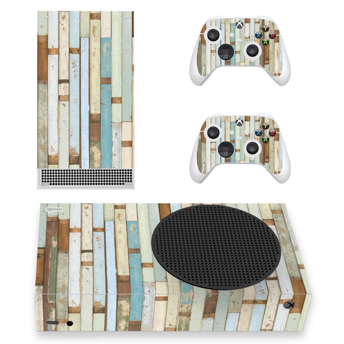 Wood Texture decal skin sticker for Xbox Series S console with controllers