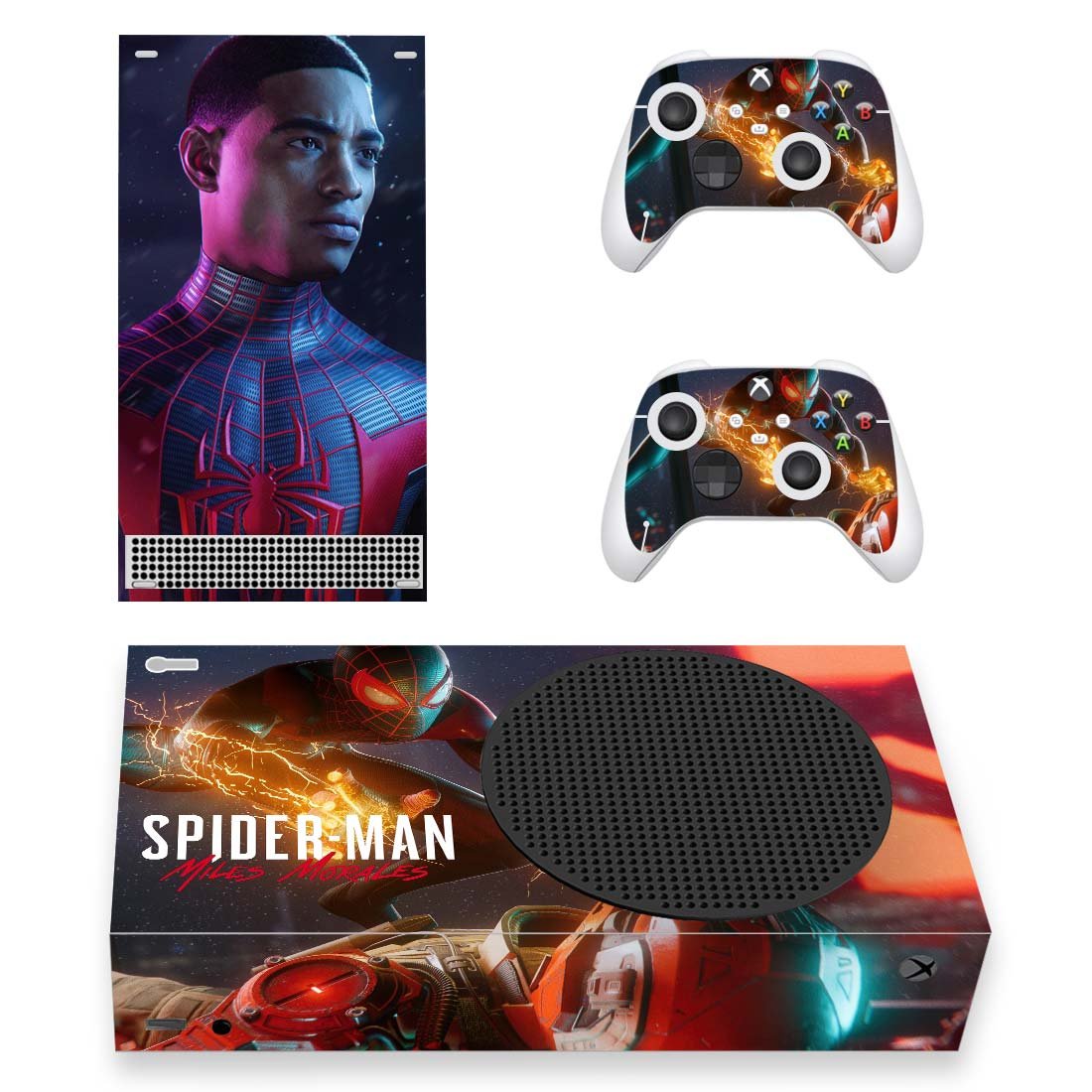 Spider Man decal skin sticker for Xbox Series S console with controllers
