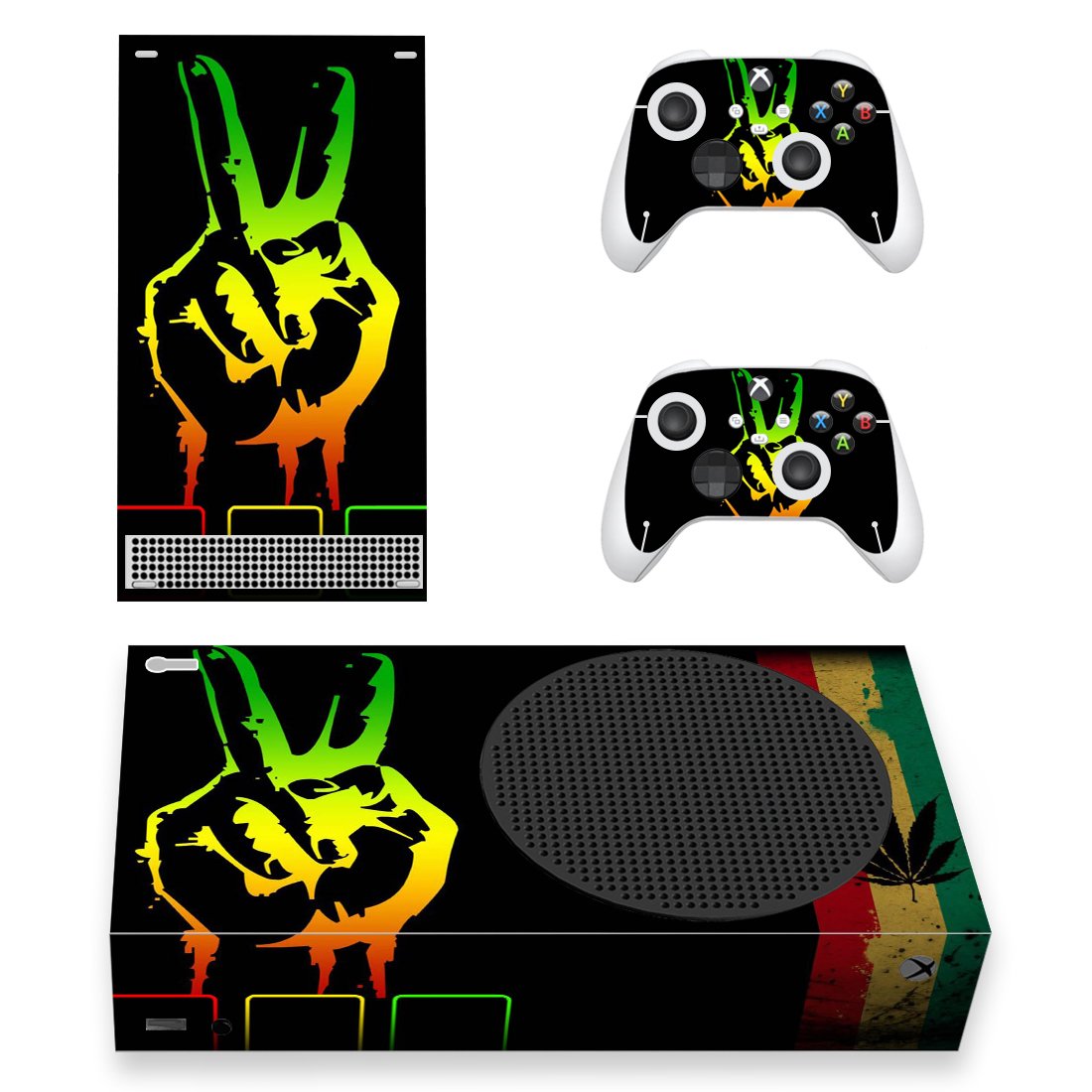 Victory Sign decal skin sticker for Xbox Series S console with controllers