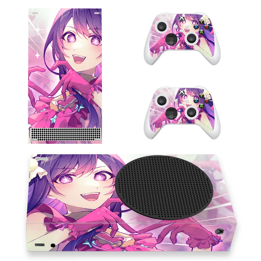 Cute Anime decal skin sticker for Xbox Series S console with controllers