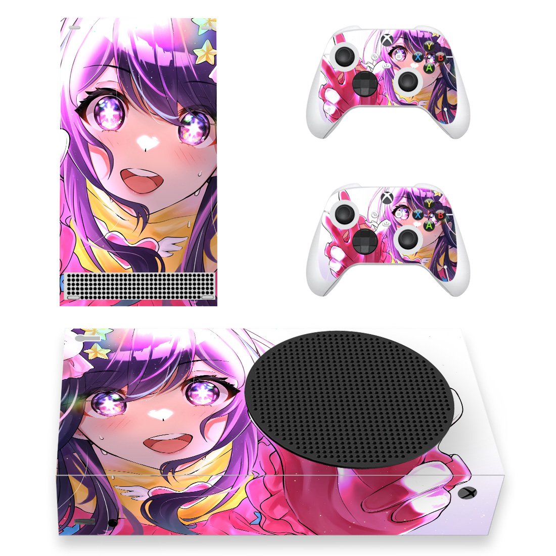 Cute Anime decal skin sticker for Xbox Series S console with controllers