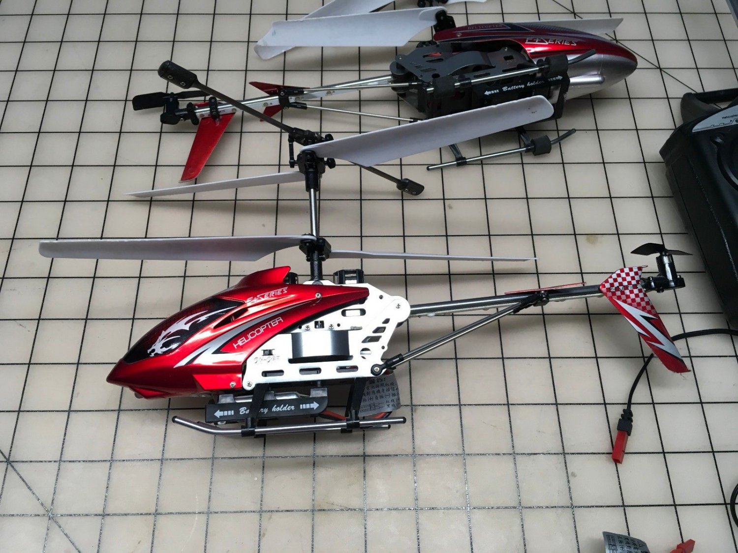 F+ Series Double Blade Red 10" Helicopters RC with remote batteries charger