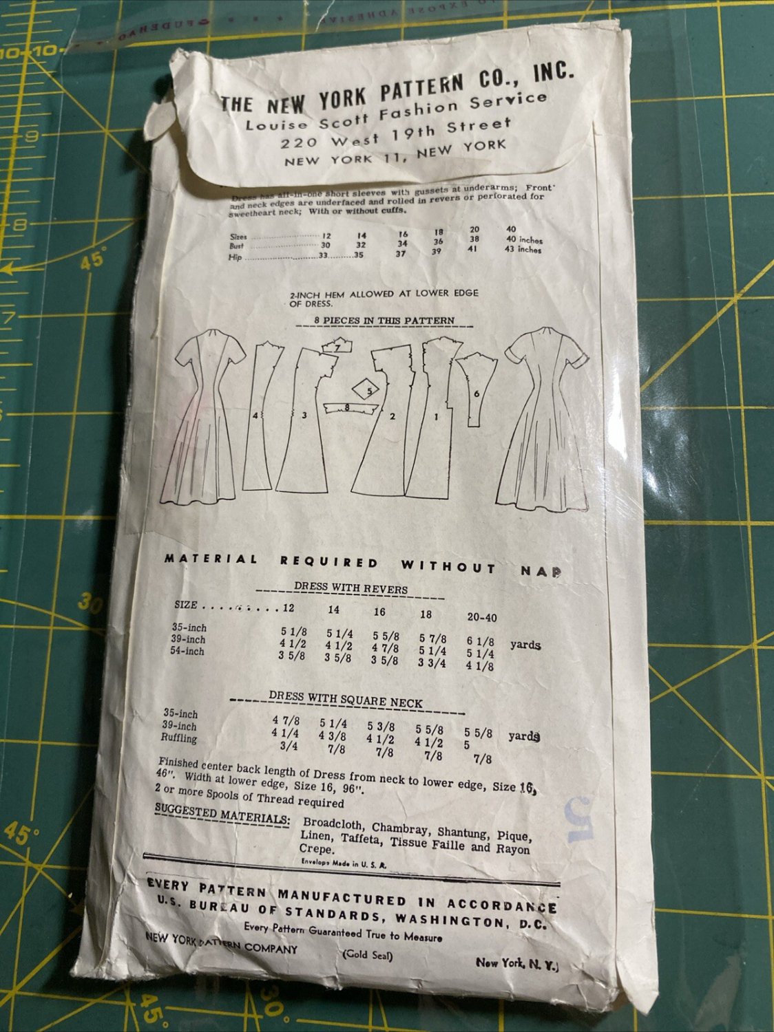 Vintage 1950s~NEW YORK Sewing Pattern~ #1092~Women’s Dress ~Size 14-32