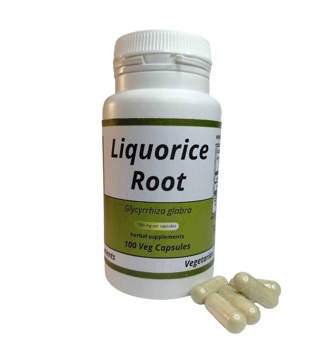 Liquorice Root (Glycyrrhiza glabra)Capsules - 500 mg 100 Vegan Capsules ...