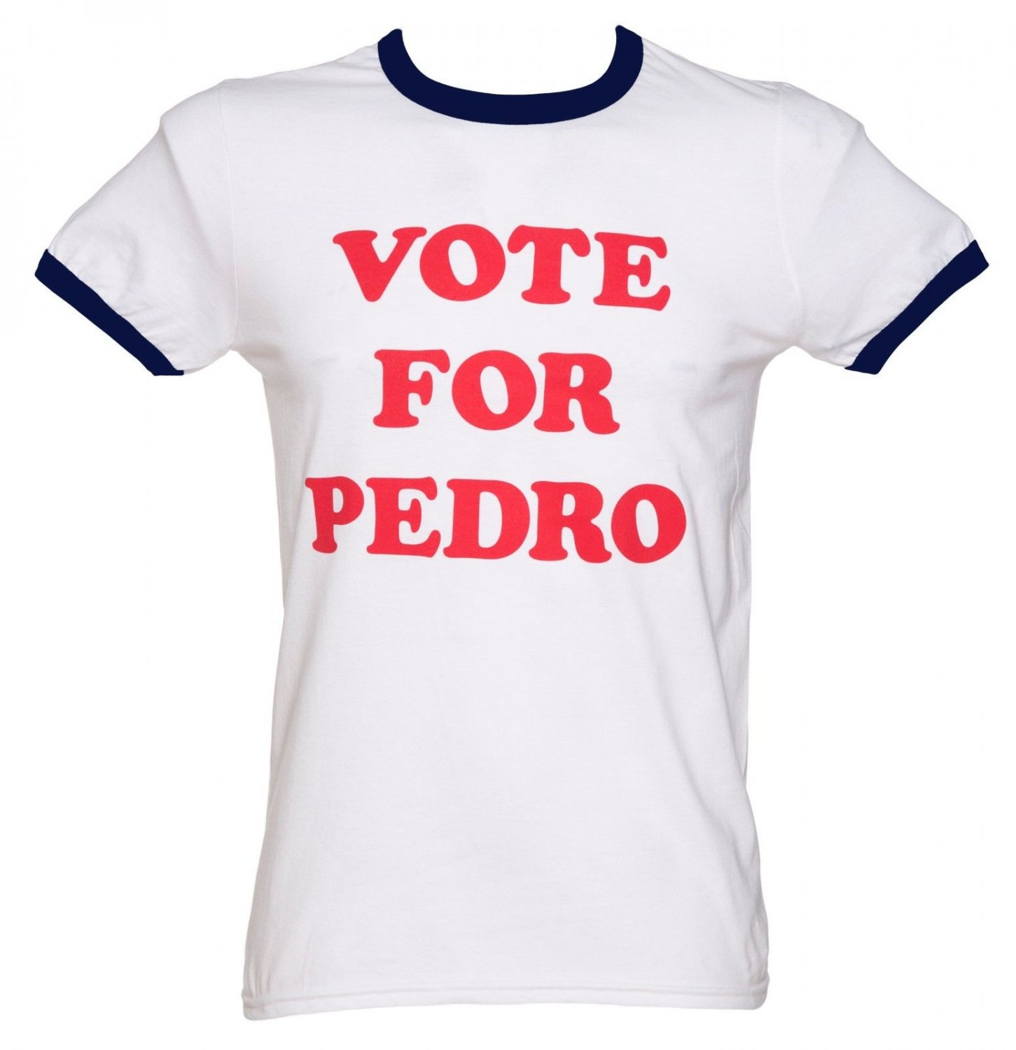 VOTE FOR PEDRO Classic Mens Short Sleeve Ringer T-Shirt Port Co White ...