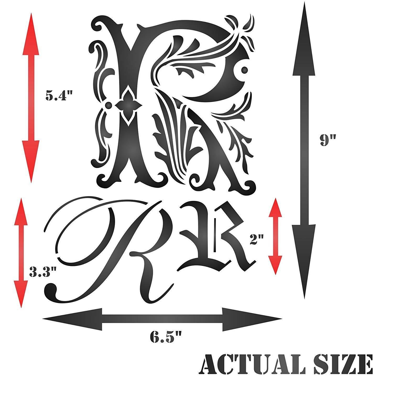 Initial R Stencil 6.5w x 8.8h Reusable Letter Wall Template Furniture ...