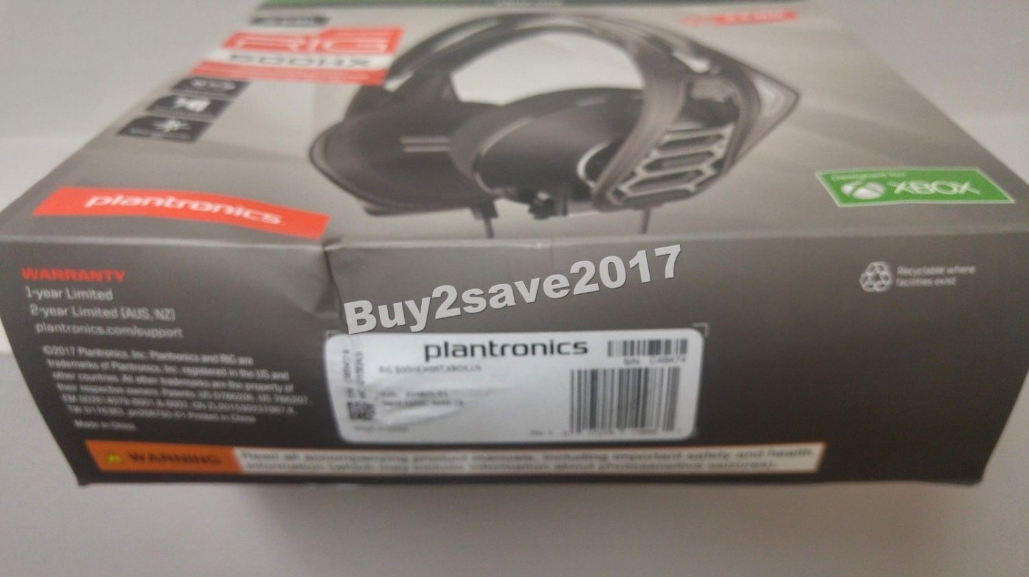 Plantronics RIG 500HX Stereo Gaming Headset for Xbox One, Black