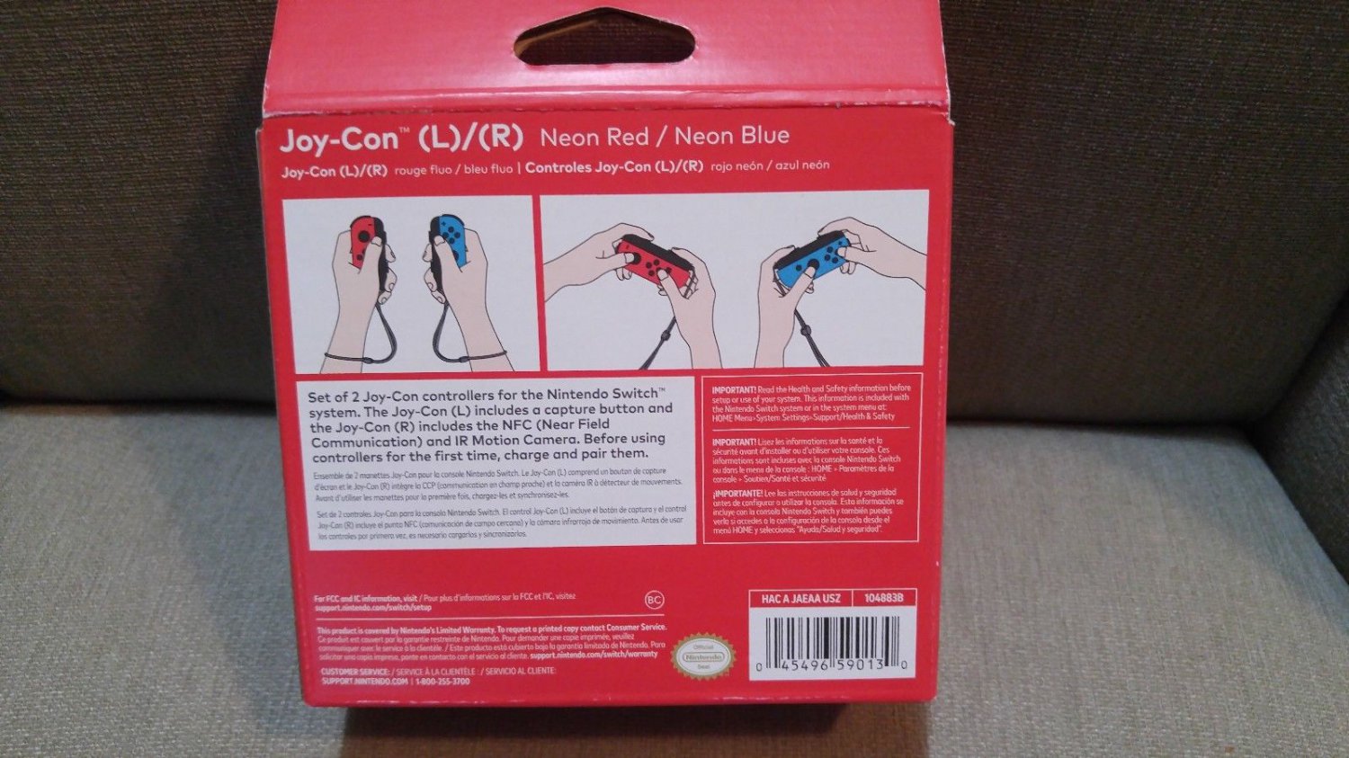 Nintendo Switch Joy-Con Neon Red/Neon Blue (HACAJAEAA) Controller ...
