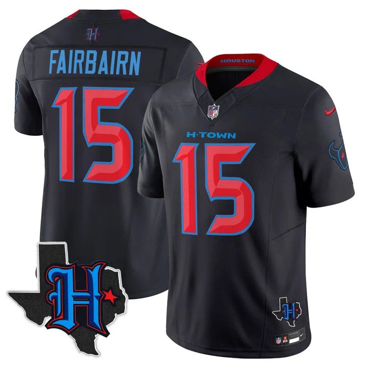 Men's Kaʻimi Fairbairn #15 Houston Texans 2024 Texas Patch Navy Limited ...