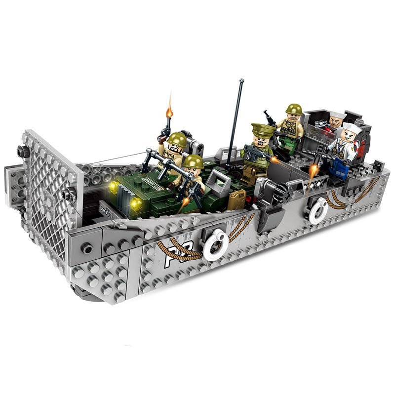 WW2 American British United Army Landing Ship Lego Military Sets Fit Toys