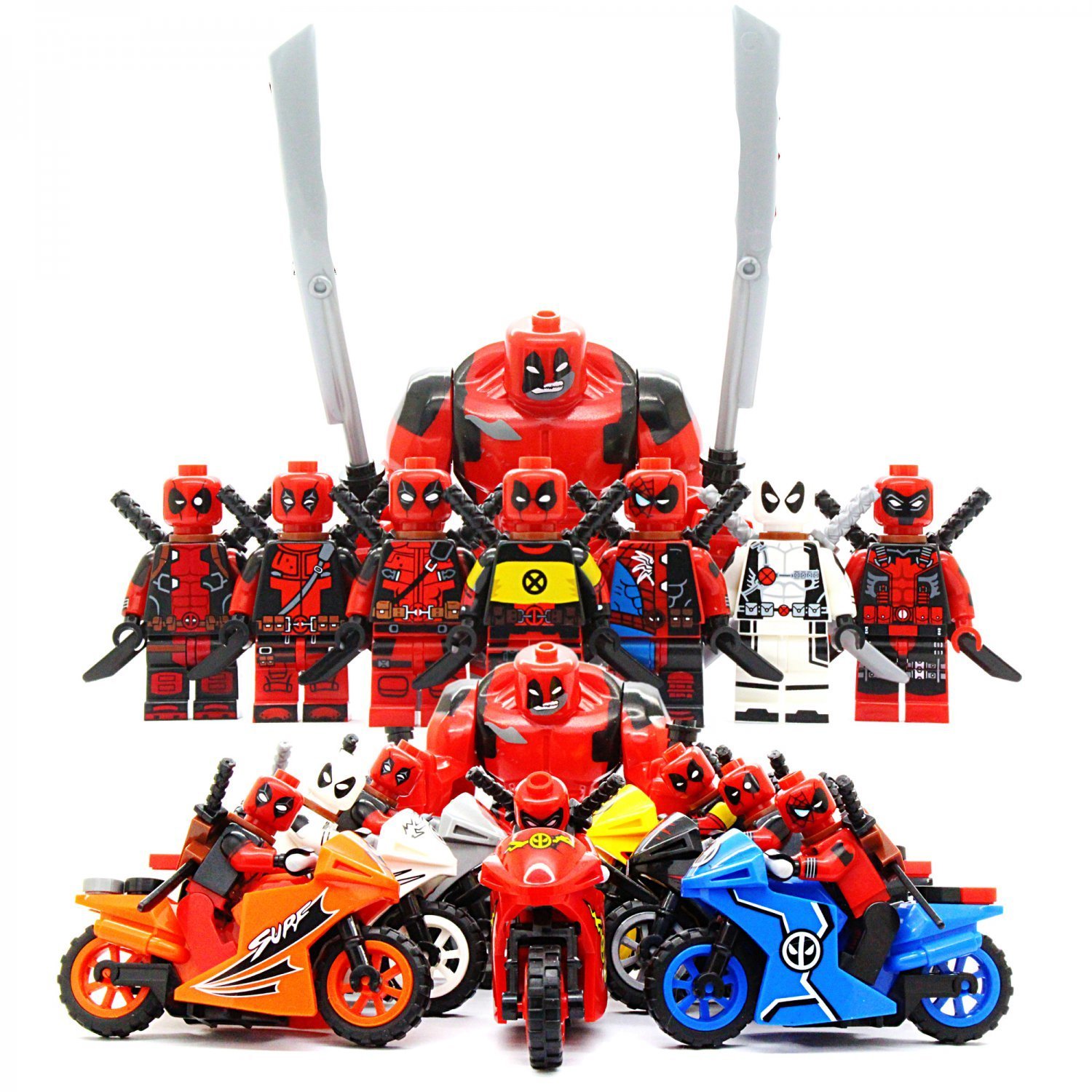 2020 New Deadpool Minifigures Riding Motor
