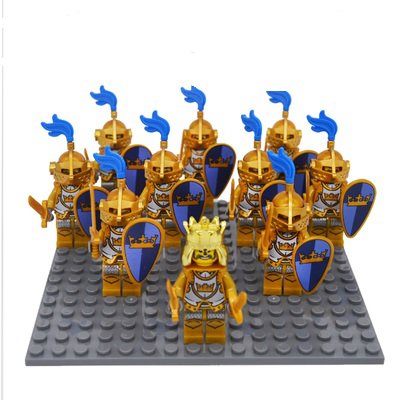 10pcs Medieval Golden Knights King Leader Army Building Toys