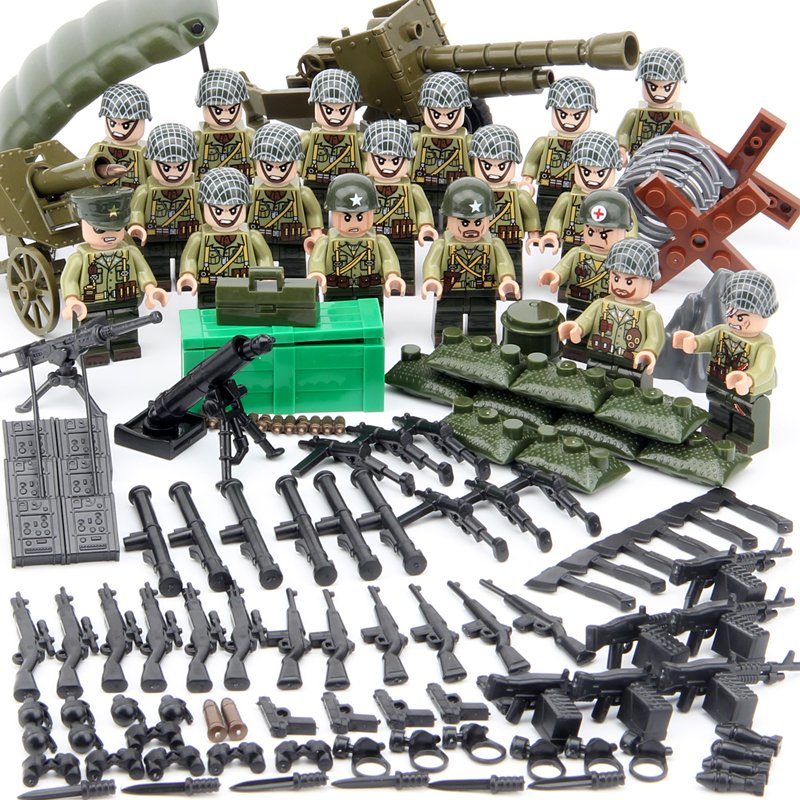 18pcs WW2 American Soldiers Cannon Guns Compatible Lego WW2 American ...