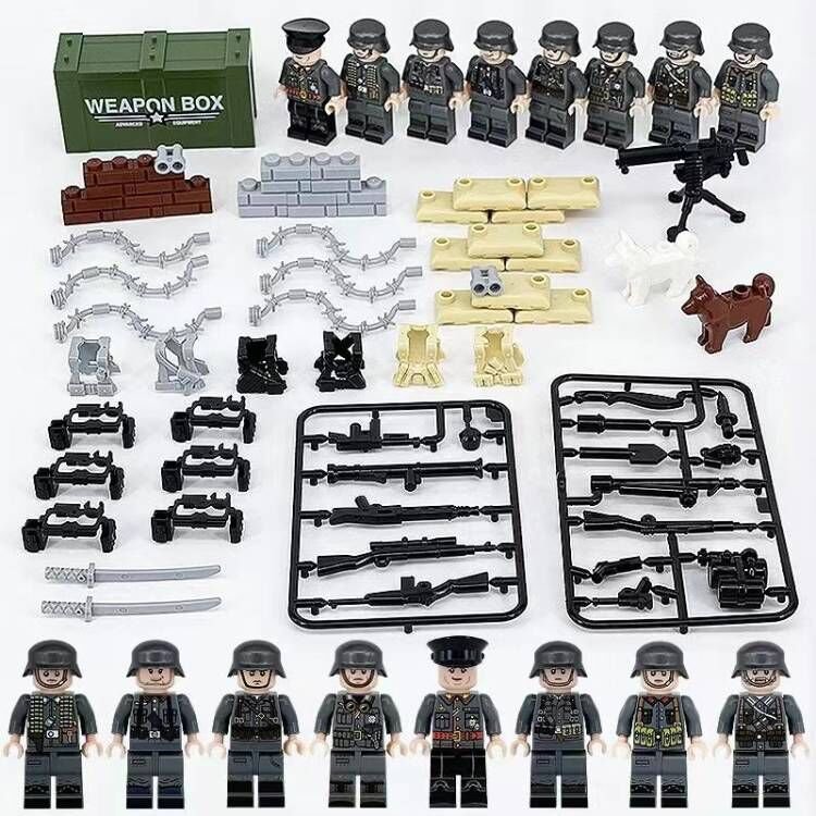 New WW2 German Soldiers Minifigures Wepons Pack Building Toy