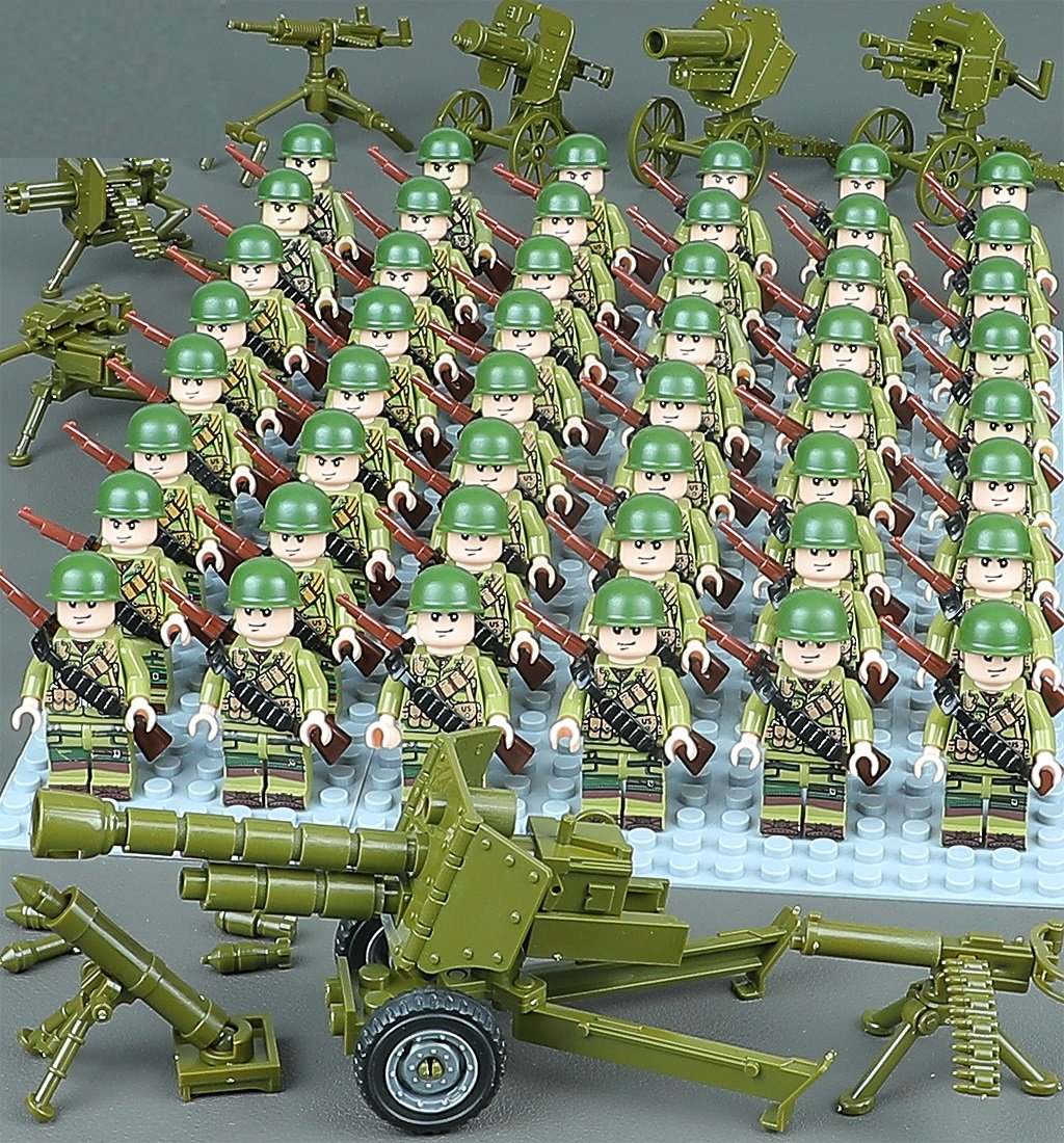 All WW2 American Army Soldiers Weapons Building Toys Pack