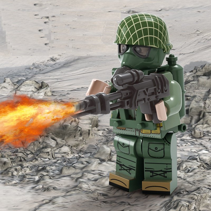 America Flamethrower Soldier Minifigures WW2 Military Minifigure