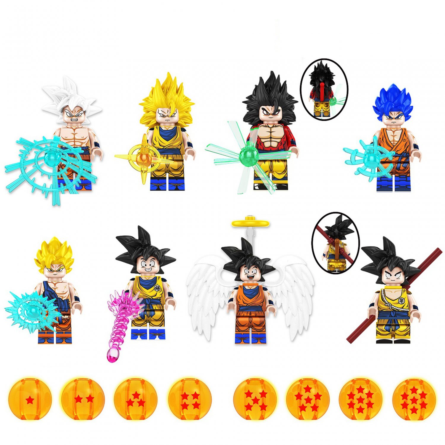 8pcs Super Saiyan one Son Goku Minifigures Dragon Ball Z Sets