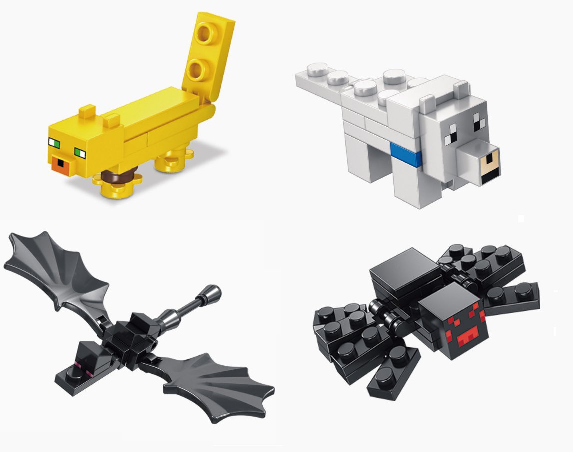 Ender Dragon Fox Spider Dog Mnifigures Minecraft Sets