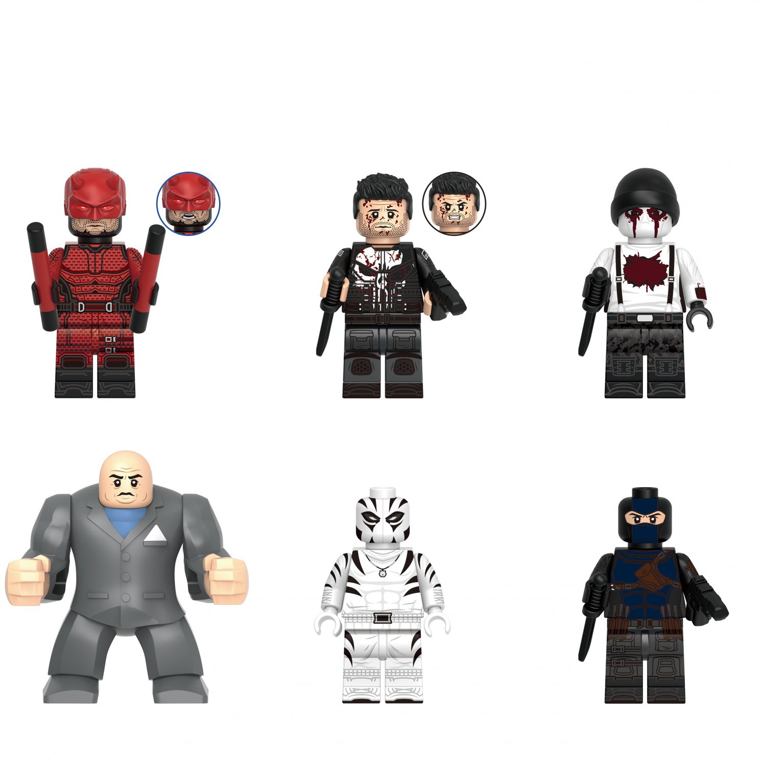 White Tiger Muse Punisher Bullseye Mnifigures Daredevil TV Sets