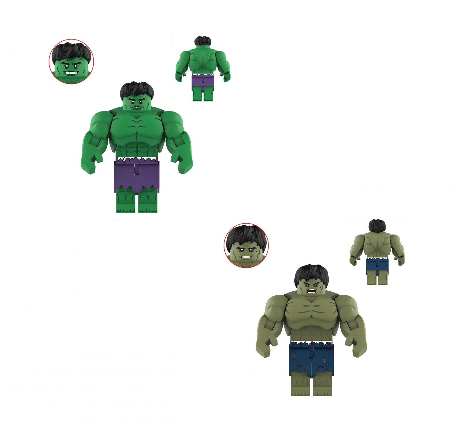 Incredible Hulk and Comic Hulk Minifigures Super Heroes Hulk Sets
