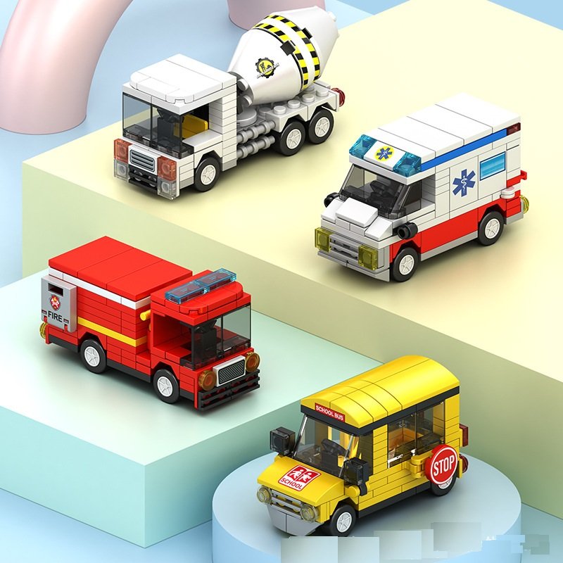 Ambulance Fire truck School bus Building Block Minifigures
