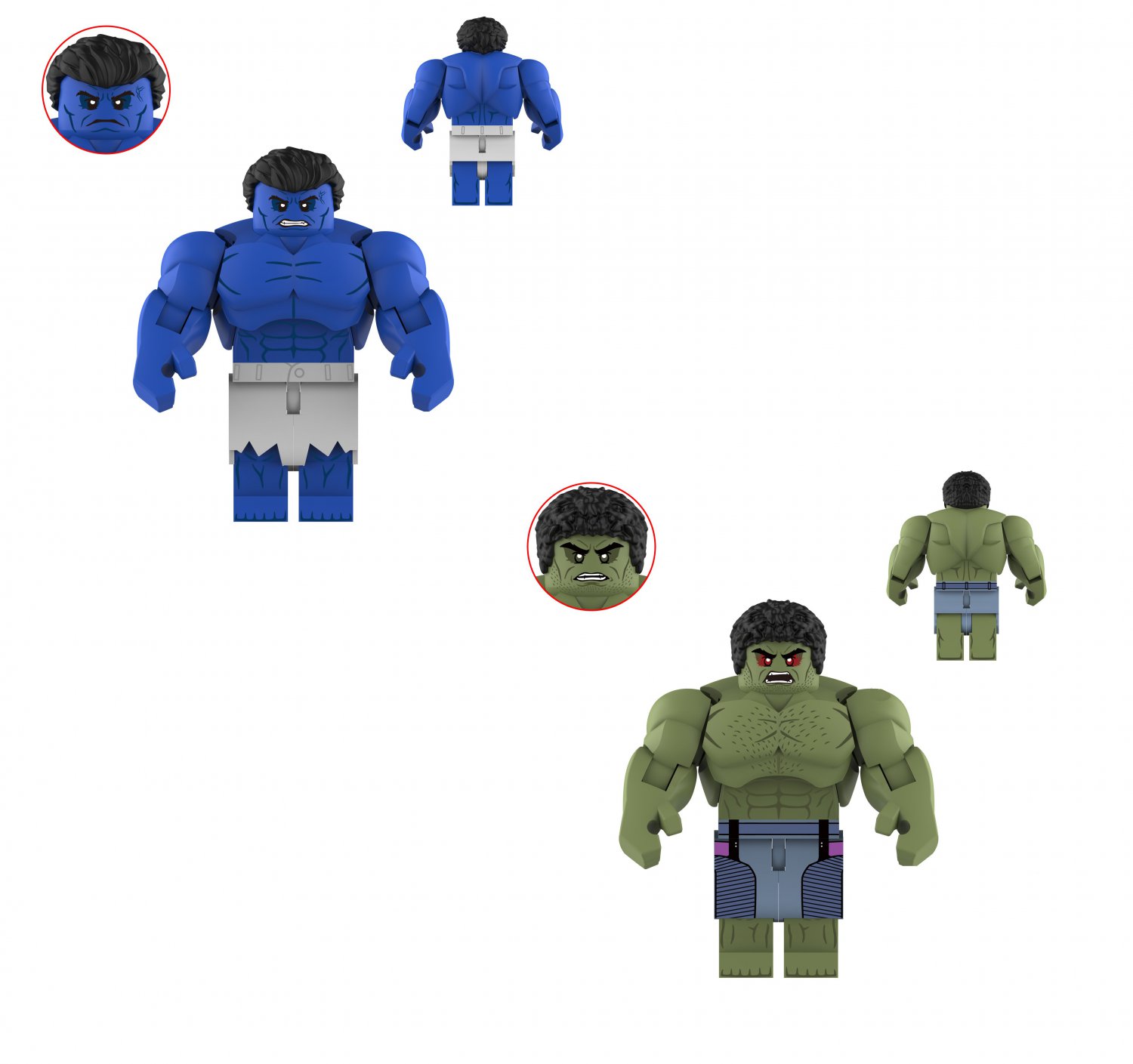 Captain Universe Hulk and A2 Hulk Minifigures Hulk movie Sets