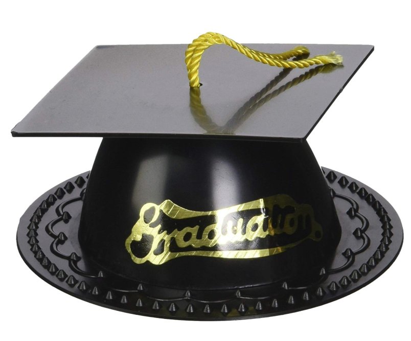 Graduation Cap Cake Topper - Black & Gold